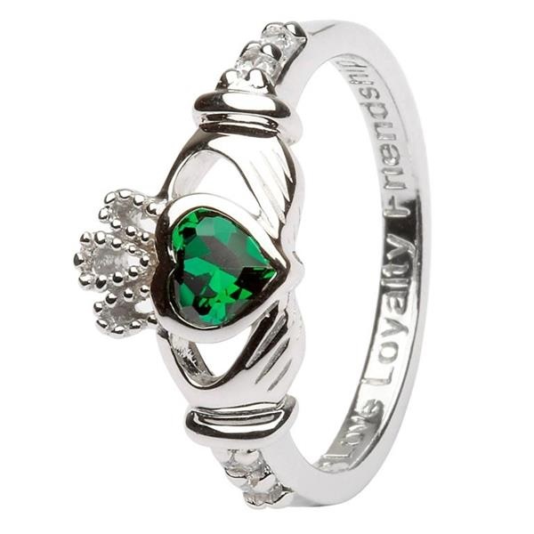 Silver Claddagh Birthstone Rings, May - Irish Jewelry | Irish Store ...