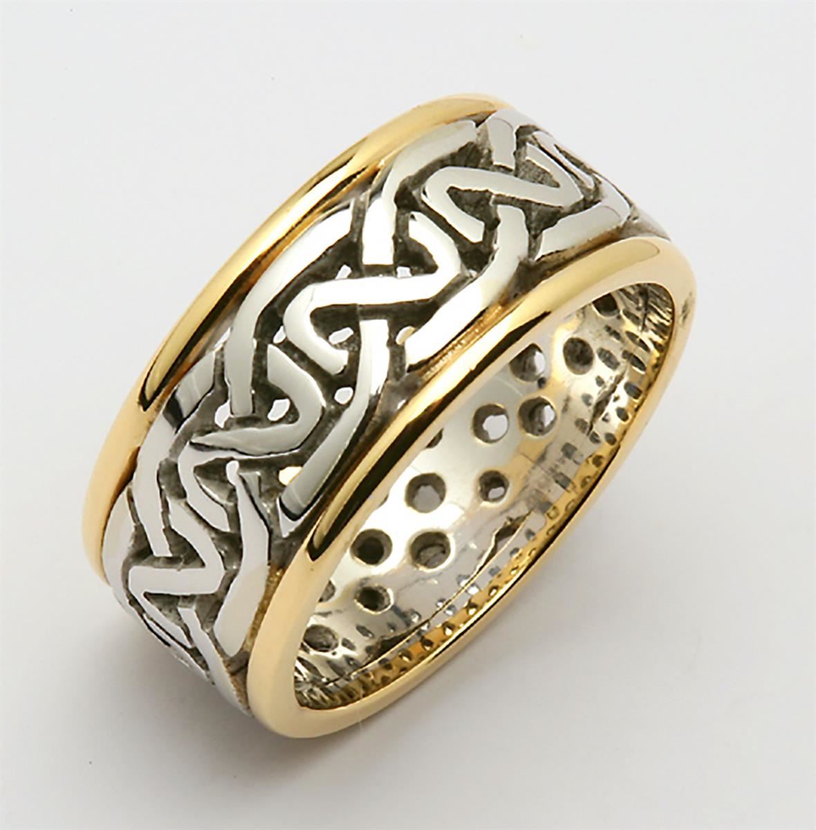 Mens Two-Toned Sheelin Heavy Pierced Celtic Wedding Ring - Irish ...