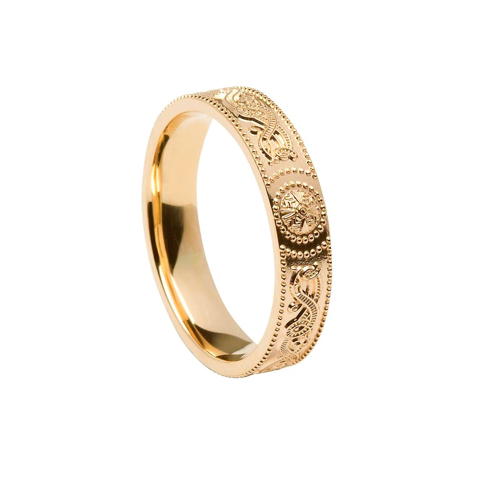 Celtic Warrior Shield 10K Gold Comfort Fit 4.5mm Irish Band - Irish ...