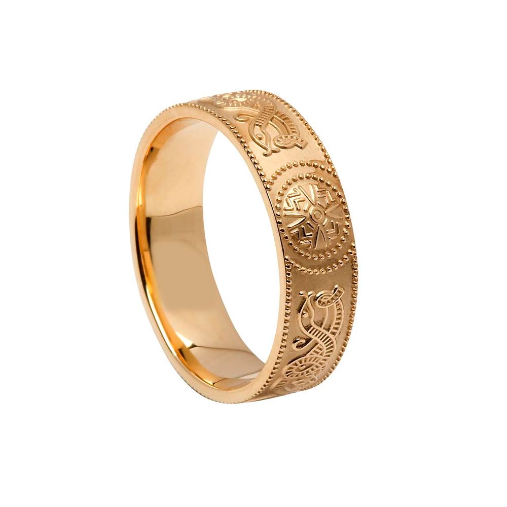 Celtic Warrior Shield 14K Gold 6mm Irish Band - Irish Jewelry | Irish ...