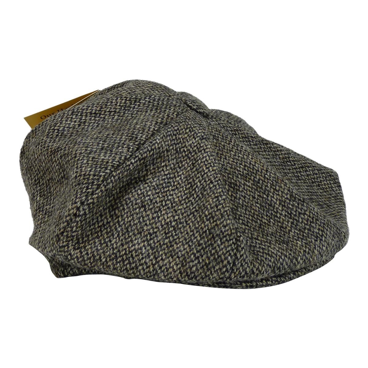 Hanna Newsboy Eight Panel Cap Plain Tweed Black - Irish Jewelry | Irish ...