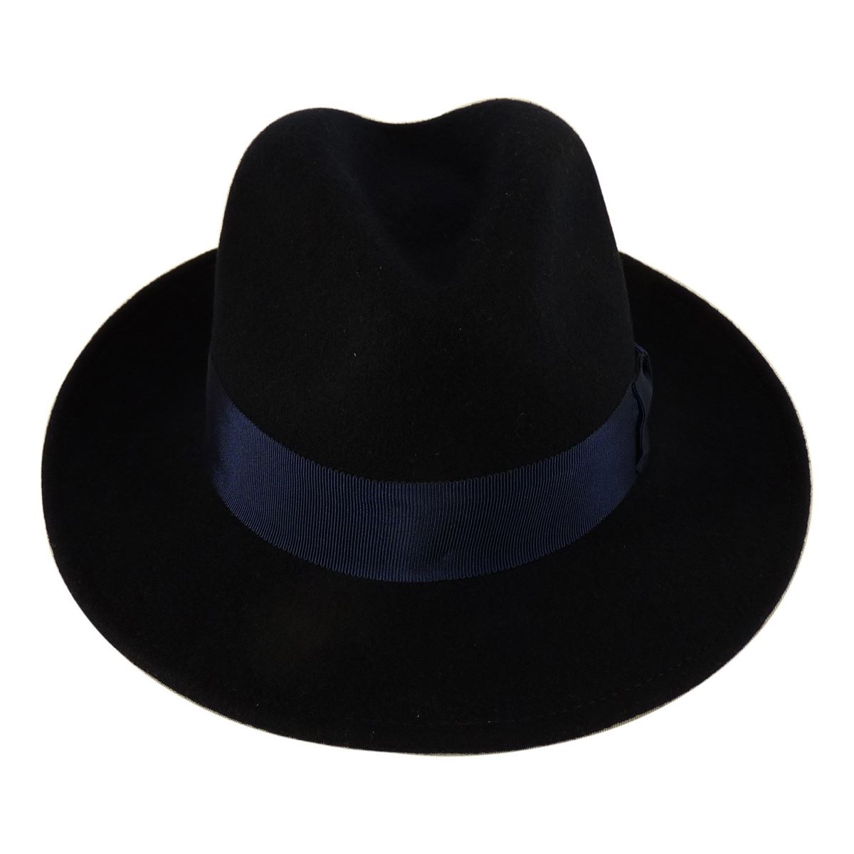 Shevlin Navy Wool Felt Deep Crown Trilby, Navy Trim - Irish Jewelry ...