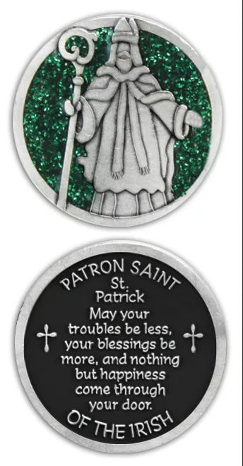 Bright Finish St. Patrick Pocket Token with Hand-Painted Sparkle Enamel ...