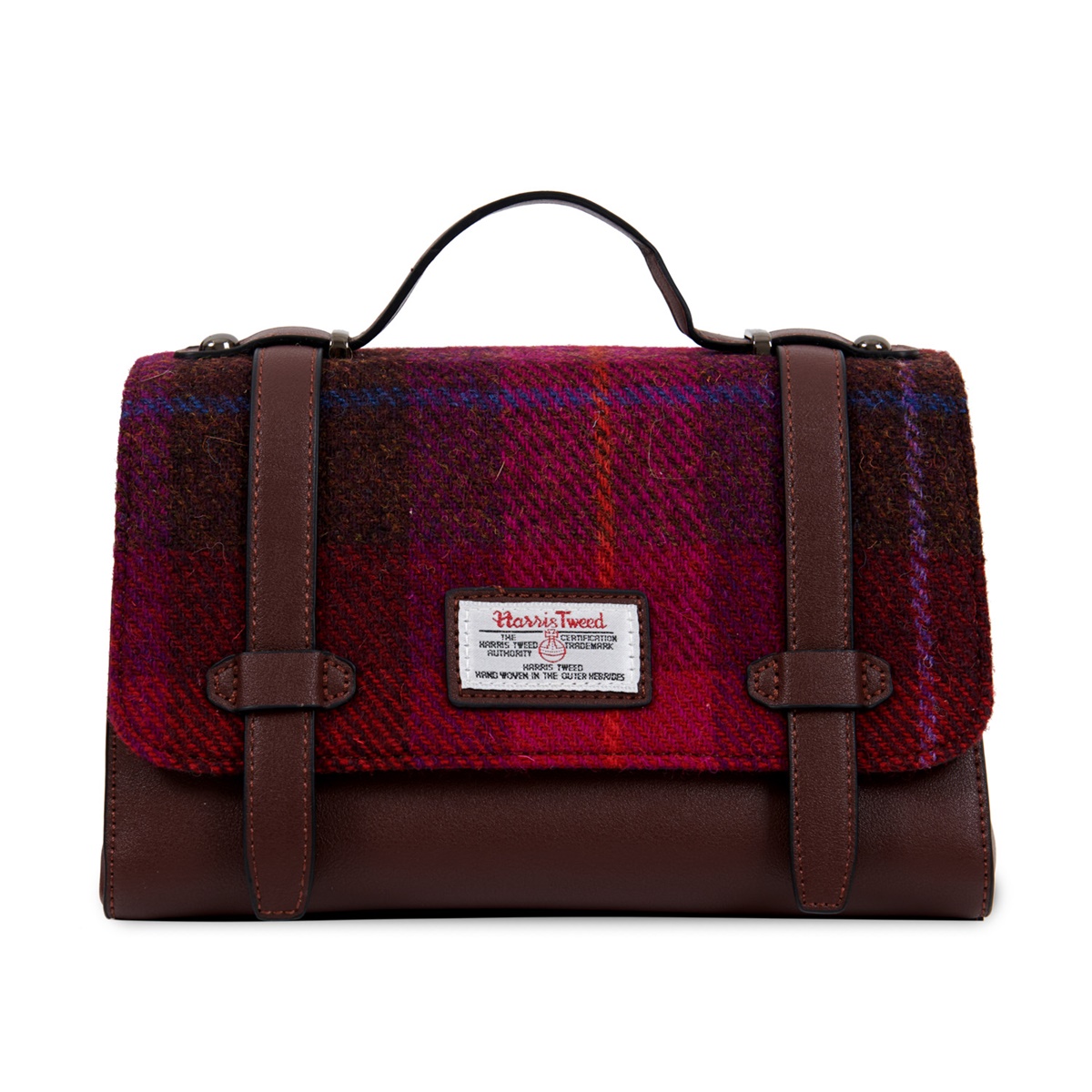 Islander Orkney Satchel Bag with HARRIS TWEED - Fuchsia Tartan - Irish ...