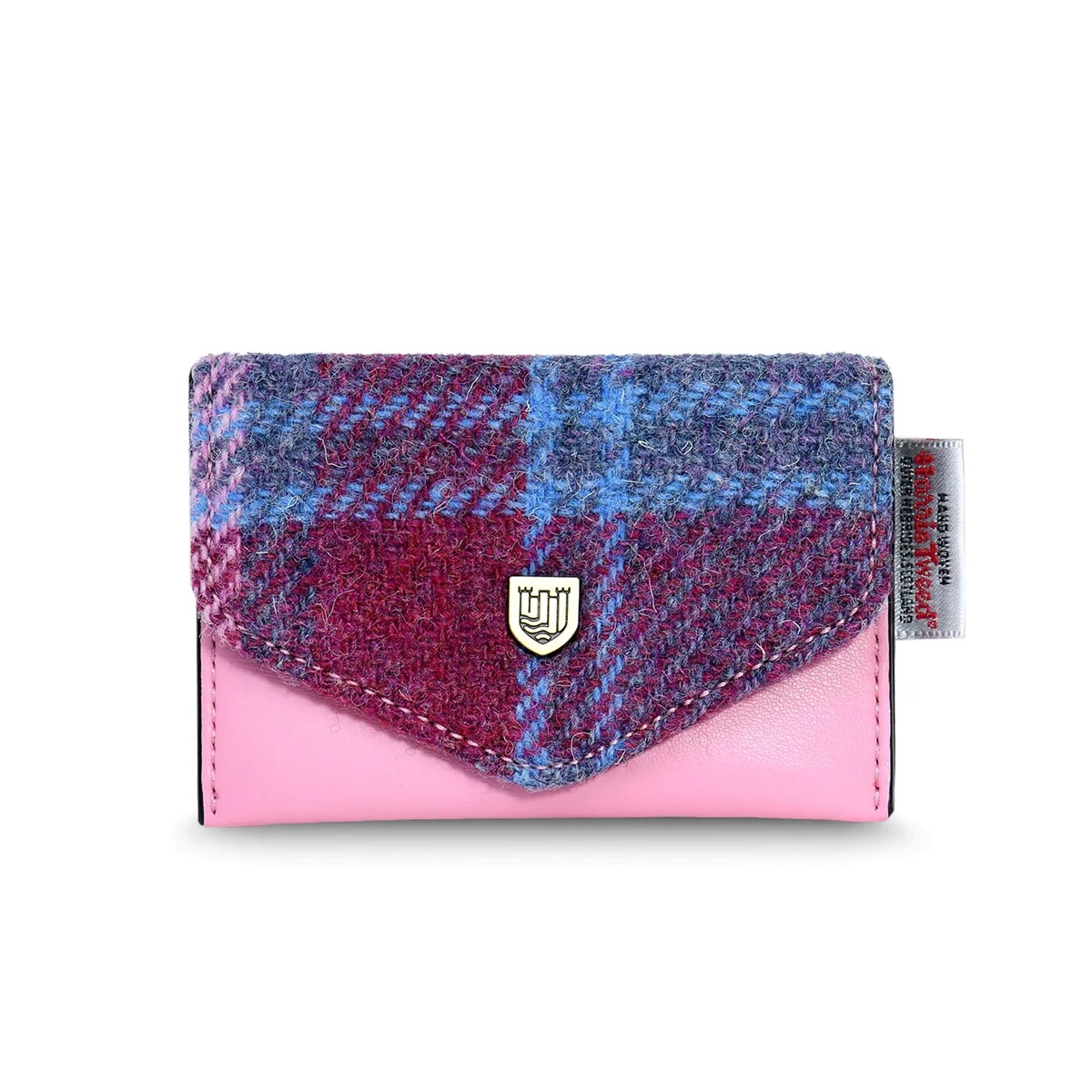 Islander Card Wallet with HARRIS TWEED - Pink and Blue Tartan - Irish ...