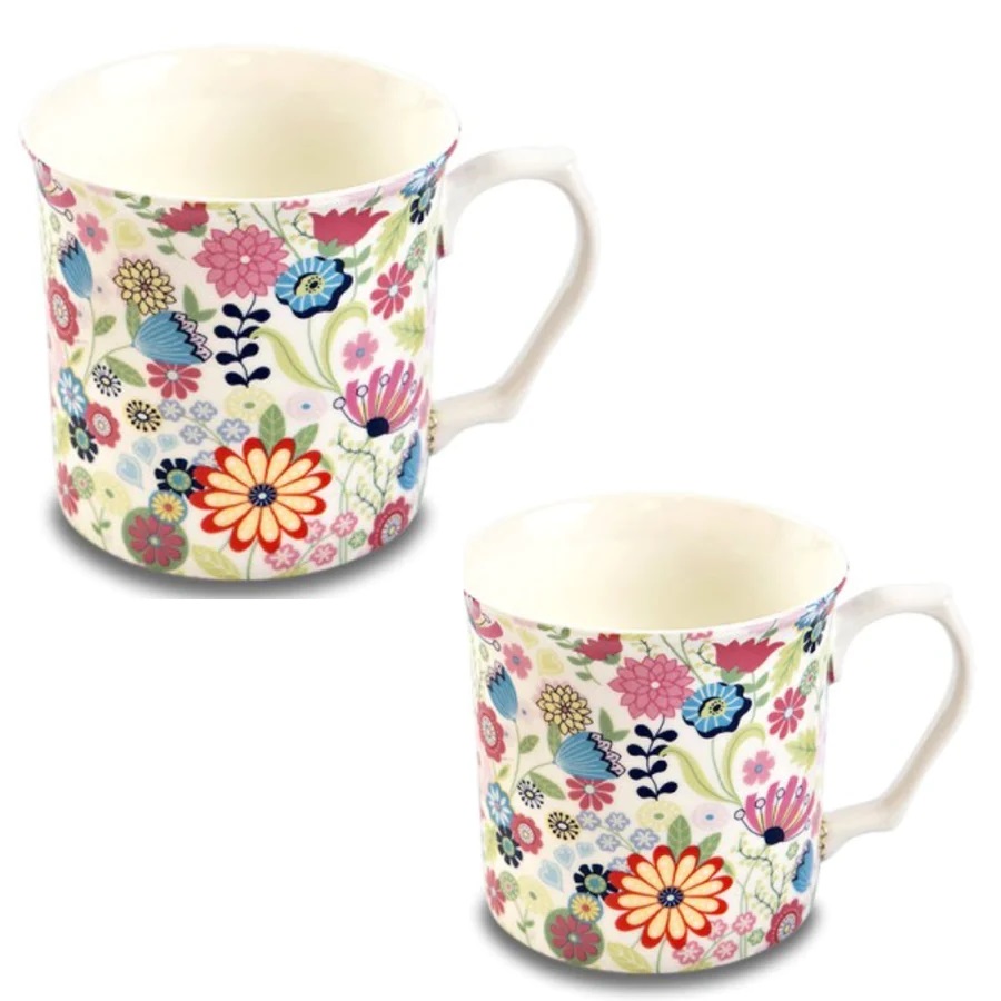 Shannonbridge Ditsy Flowers 2 Piece Mug Set - Irish Jewelry | Irish ...