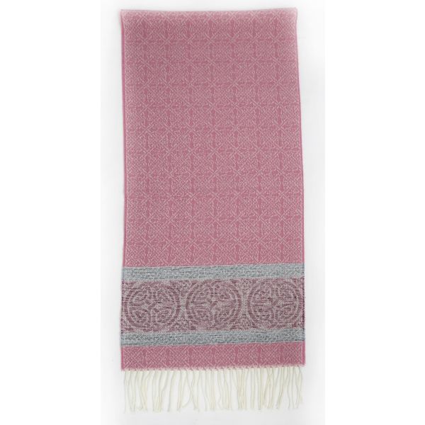 Calzeat Celtic Border Jacquard Scarf, Ice Pink - Irish Jewelry | Irish ...