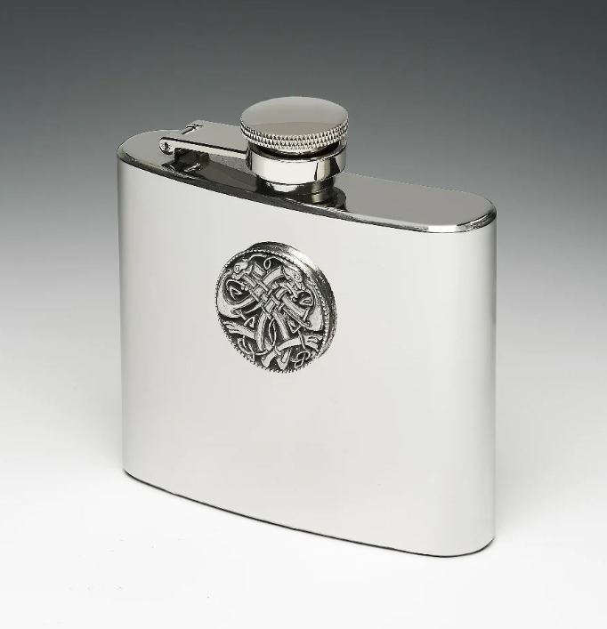 Stainless Steel Flask with Pewter Design Collection, Celtic E - Irish ...