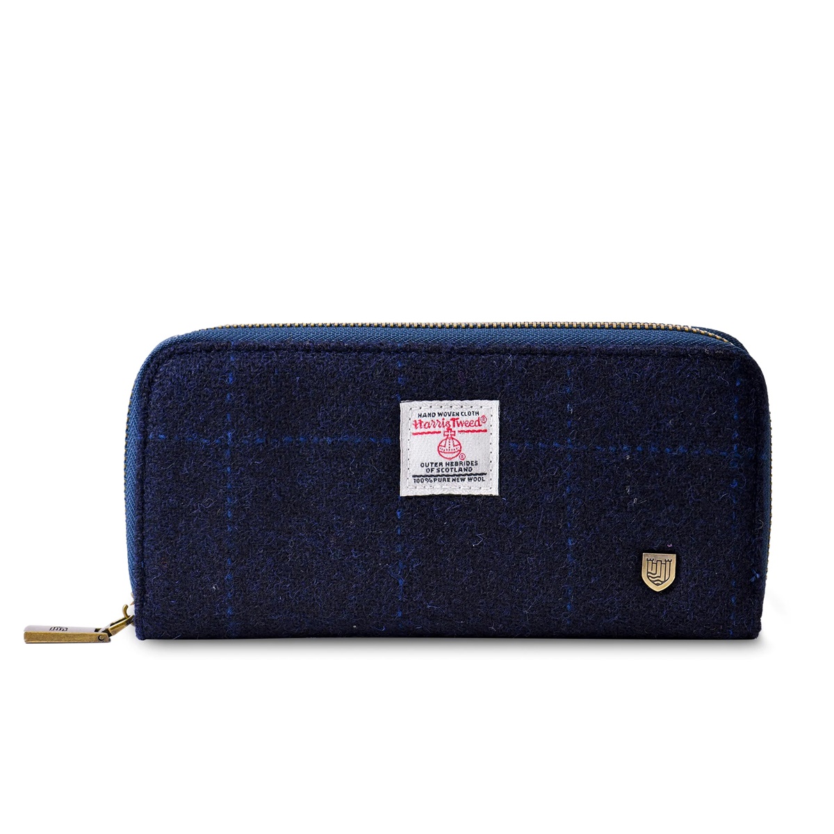 Islander Long Rectangular Purse with HARRIS TWEED - Navy Tartan - Irish ...