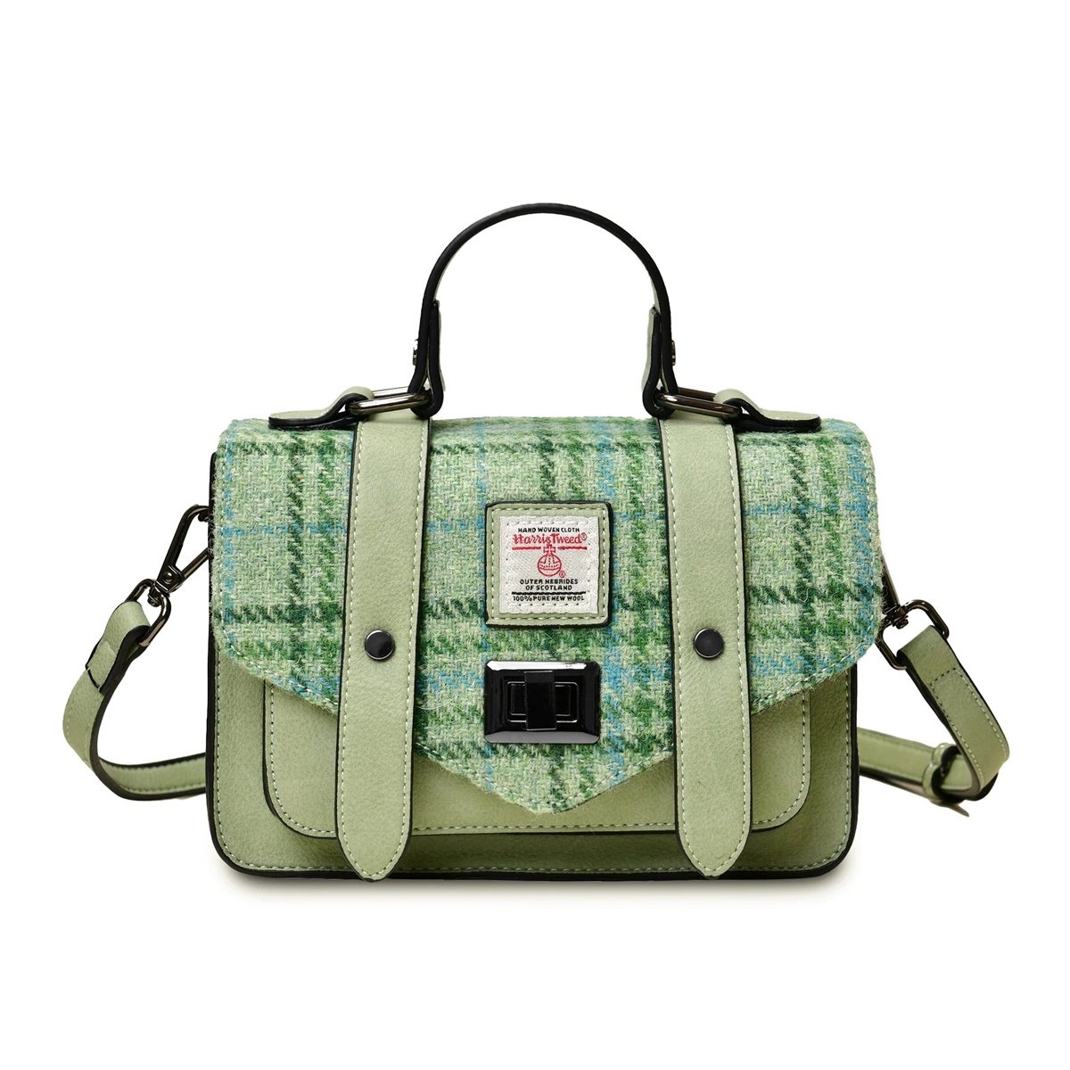 Islander Mini Satchel Bag with HARRIS TWEED - Mint Check - Irish ...