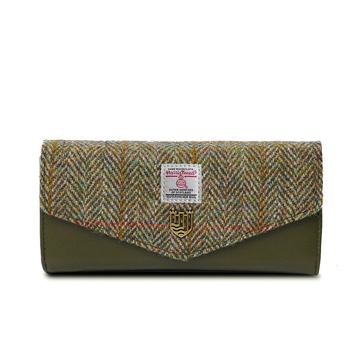 Islander Large Clasp Purse with HARRIS TWEED - Chestnut Herringbone ...