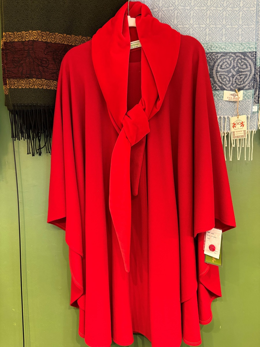 Jimmy Hourihan Red Irish Cape with Red Velvet Convertible Hood/Scarf ...