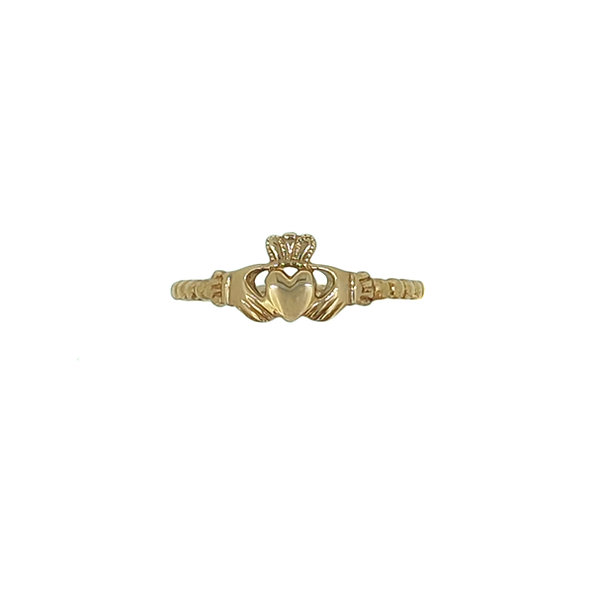 14K Gold Petite Irish Claddagh Ring - Beaded Shank - Irish Jewelry ...