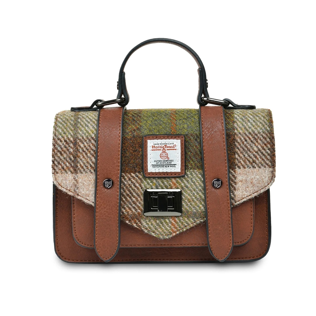 Islander Mini Satchel Bag with HARRIS TWEED - Chestnut Tartan - Irish ...