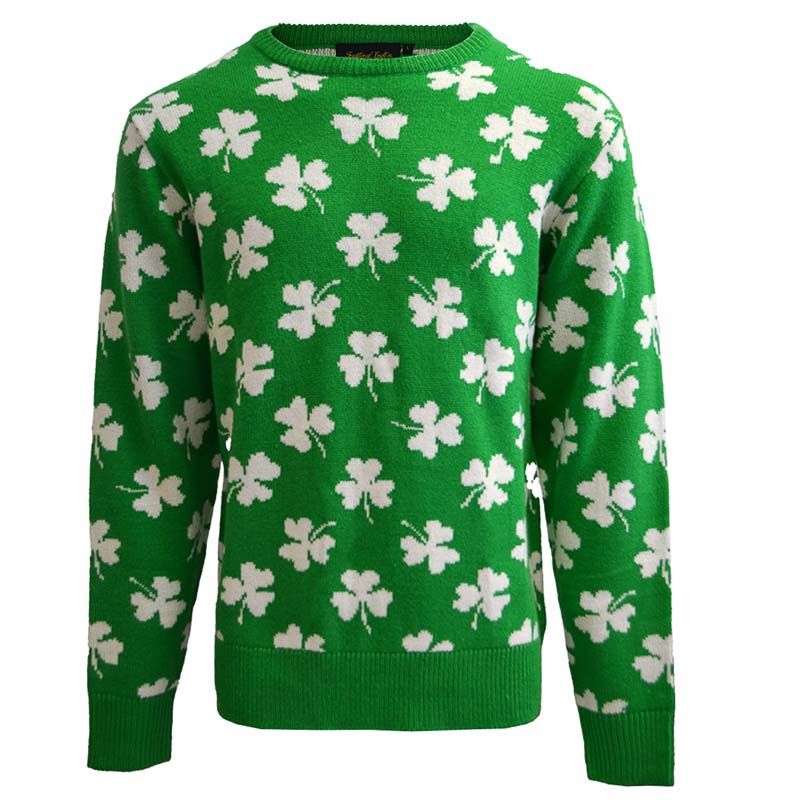 Irish Shamrock All Over Green Knit Sweater Sizes for all Ages - Irish ...