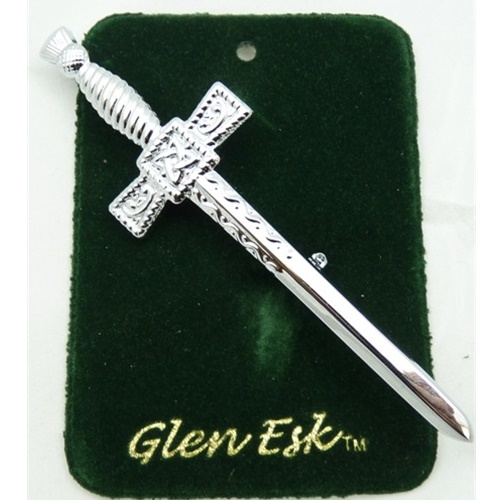 GM Belt Chrome Finish Thistle Sword Kilt Pin - Irish Jewelry | Irish ...