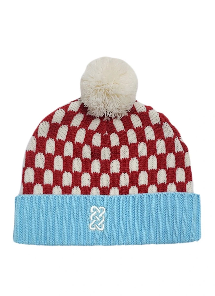 Patrick Francis Spotty Kids Bobble Hat, Burgundy/ Blue - Irish Jewelry ...