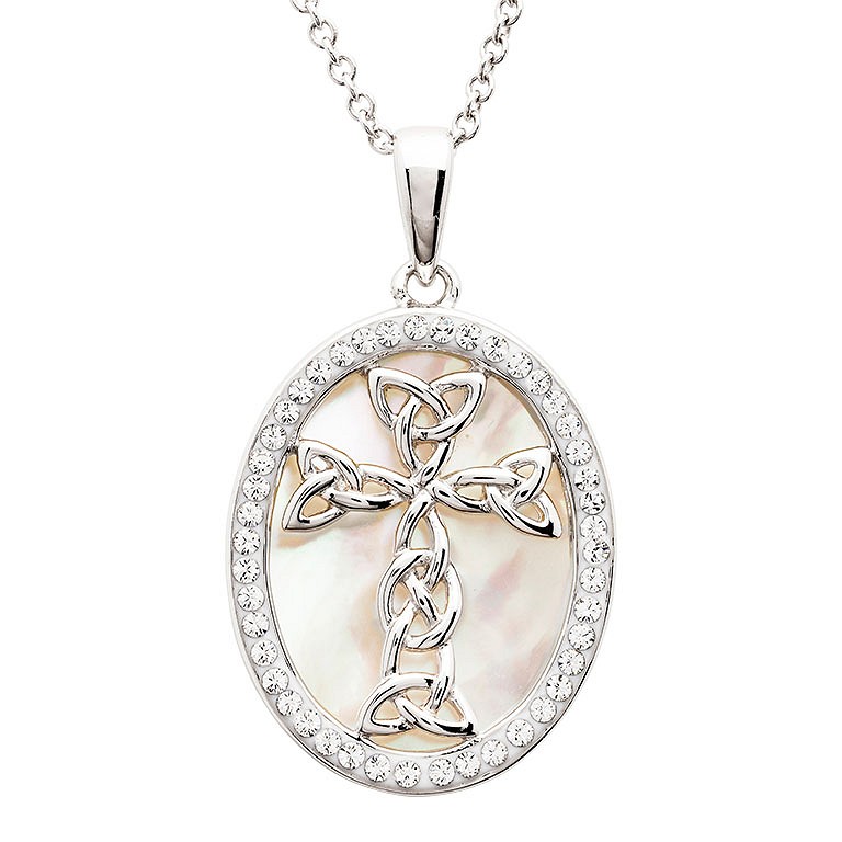 Celtic Cross in Sterling Silver with Crystal and Mother of Pearl ...