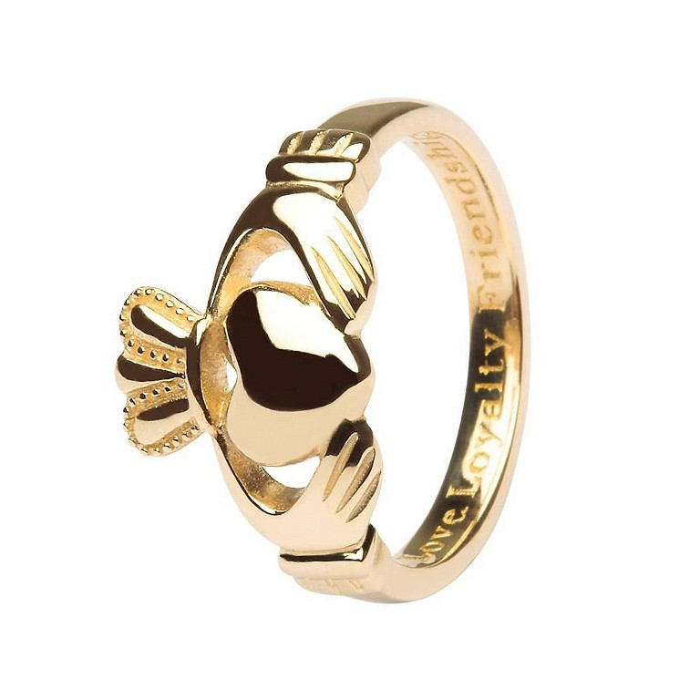 Gold Traditional Irish Claddagh Ring Heavy 10K - Irish Jewelry | Irish ...