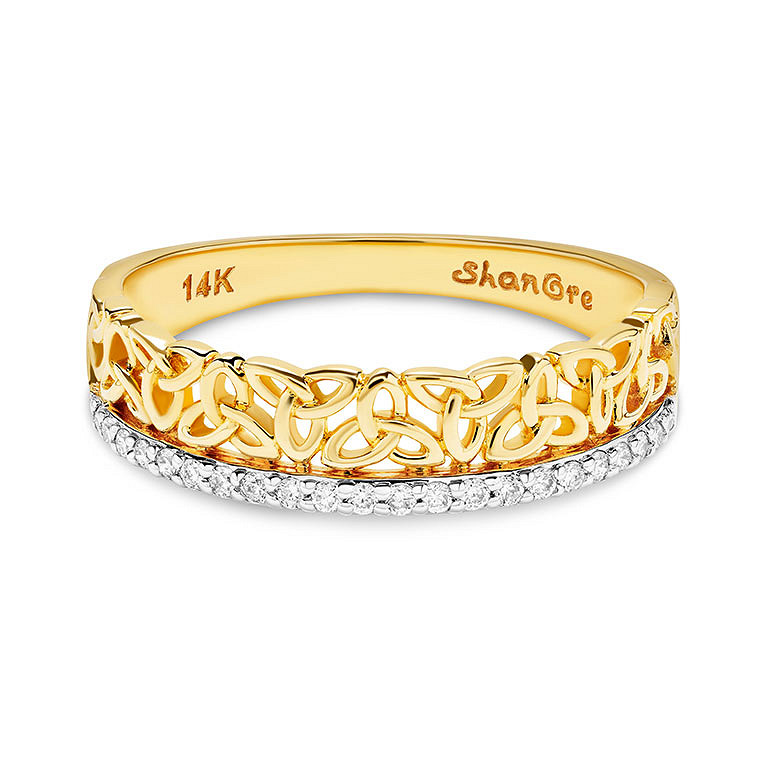 14K Gold Irish Princess Trinity Knot Diamond Band - Irish Jewelry ...