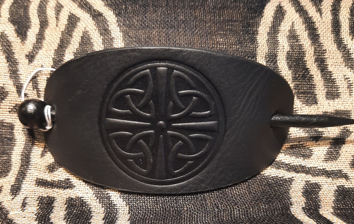 Leather Tooled Celtic Design Hair Pin Black - Irish Jewelry | Irish ...