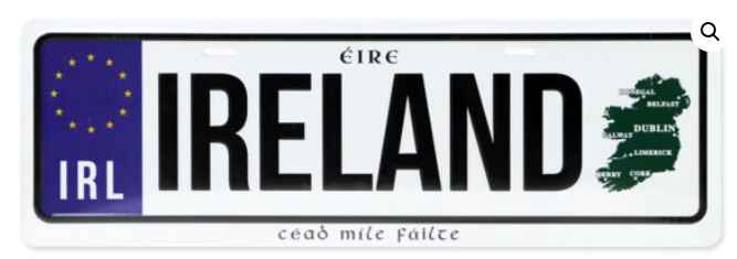 Ireland Car Plate Tin Sign - Irish Jewelry | Irish Store | Tipperary ...