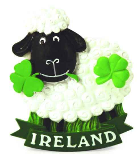 Sheep with Shamrock Sprig Magnet - Irish Jewelry | Irish Store ...